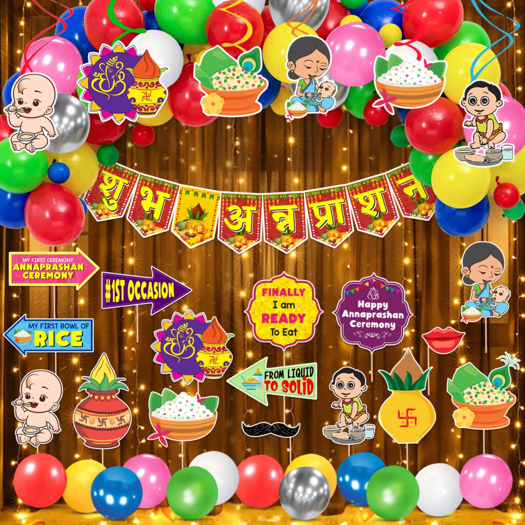 Rice Ceremony Decorations Items - Banner, Balloon,Photo Booth Props ...